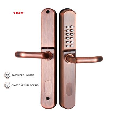 China YAGU Outdoor Double-sided Mechanical Password Lock Waterproof Not Hollow Out Aluminum Art Garden Door Garden Key Password Lock for sale