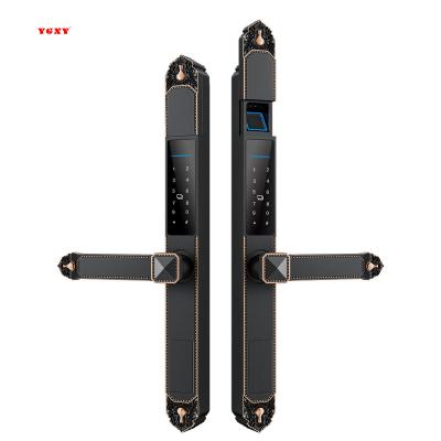 China Waterproof Tuya Sliding Door Smartlock 85 Mortise Latch Doors Handle with Locks Fingerprint Handle Electric Smart Lock for sale