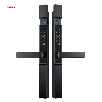 China YAGU Waterproof Tuya Sliding Door Smartlock 85 Mortise Latch Doors Handle with Locks Fingerprint Handle Electric Smart Lock for sale