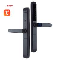 China Aluminium Digital Smart Sliding Door Lock Waterproof Outdoor Hook Fingerprint Locks Knob Handle Tuya Remote With Camera for sale