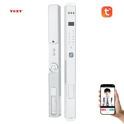 China TUYA Video Doorbell Waterproof Smart Aluminum Door Lock Fingerprint Password Narrow Gate Digital Door Smart Lock for Sliding for sale