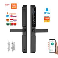 China Narrow Frame Aluminum Alloy Glass Door Smart Lock Broken Bridge Aluminum Smart Lock Tuya App Control Memory Card Storage for sale
