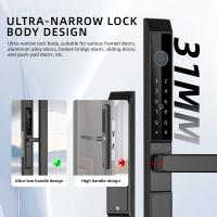 China Narrow Frame Aluminum Alloy Glass Door Smart Lock Broken Bridge Aluminum Smart Lock Tuya App Control Memory Card Storage for sale