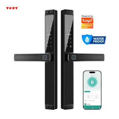 China Yagu Two-Way Fingerprint Password Waterproof Outdoor TTlock Aluminum Hollow Door Smart Electronic Digital Lock Passage Door Lock for sale