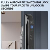 China Smart Door Lock 3D Facial Recognition Wifi Enabled Remote Access Anti Break in Alarm Home Security Easy Setup for sale