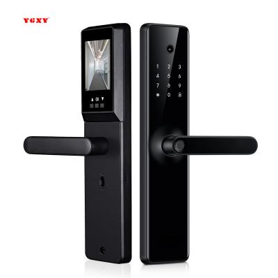 China YAGU WiFi Tuya App 3D Face Recognition Biometric Fingerprint Digital Facial Automatic Smart Security Door Locks with Camera for sale