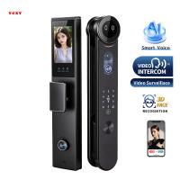 China AI Tuya Video Intercom Automatic Smart Door Lock with Camera and Fingerprint Door Lock Cerradura Inteligente Entry Door Lock for sale