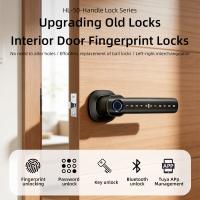 China YaguTuya Smart Fingerprint Door Lock Aluminium Handle Model Supports Wi-Fi Connectivity Suitable for Wooden Doors for sale