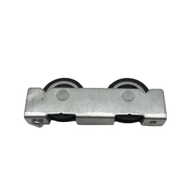 China Peru Market Aluminium Window Hardware Double U Shape Nylon Wheel Zinc Plated Iron Bracket Steel Sliding Door Wheels for sale