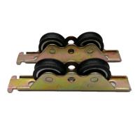 China Carretillas Durable Steel Sliding Door Wheels with Iron Housing and Double Nylon Wheels for sale