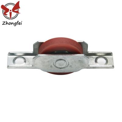 China Aluminum Sliding Roller Stainless Steel Base Single Orange Nylon Pulley For Sliding Window Bathroom Door Hardware for sale