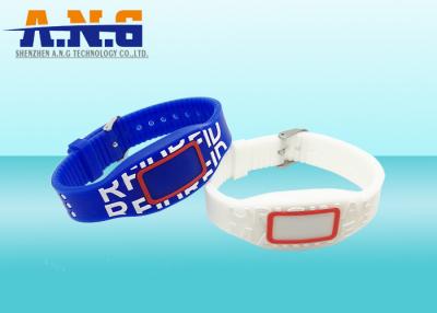 China 13.56MHz LED Light blue custom slap wristbands For Water parks for sale