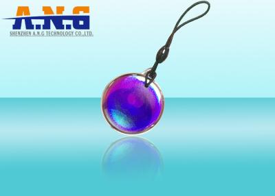 China Custom printed round 13.56 Rfid Epoxy Tag , payment NFC Key Fob with lanyards for sale