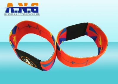 China Soft Waterproof Fabric Elastic RFID Wristband NFC Bracelet for Waterpark for sale