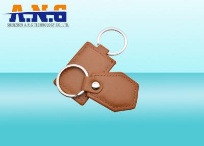 China Custom 125khz 1 Rfid Key Fob , Printable Brown Leather Rfid Key Chain for sale
