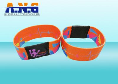 China 1k Printing elastic fabric rfid wristband bracelet for waterpark for sale