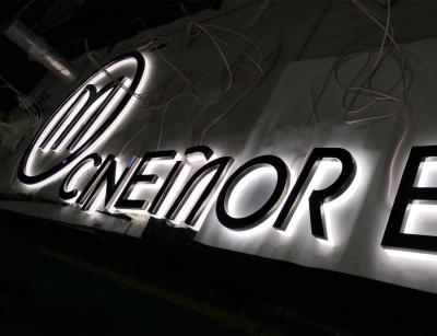 China 7000K Backlit Halo Lit Stainless Steel Channel Letter Signs Acrylic LED Electroplated Edge Lit for sale
