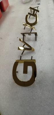 China Gold 3D Galvanized Decorative Metal Letters 2-25mm Depth Mirror Polished / Brushed for sale