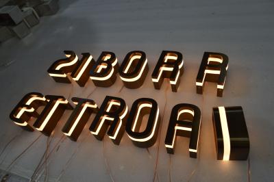 China 3D Acrylic LED Edge Lit Signs Brass / Chromed Wall Mounted for sale