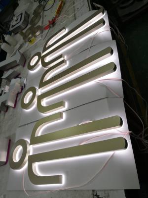China Illuminated LED Edge Lit Signs Bronze Size Customized  Stainless Steel for sale