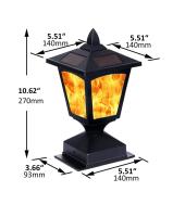 China 15lm Solar Post Flame Light Outdoor Solar Fence Post Lights Wih Flickering Flame for sale