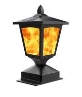 China 15lm Solar Post Flame Light Outdoor Solar Fence Post Lights Wih Flickering Flame for sale