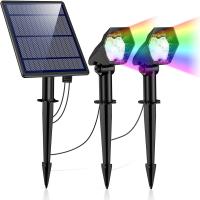China 300lm 3600mAh RGB Solar Spotlight , 6000K Solar Dual Spot Light With Motion Sensor for sale
