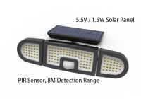 China 6000K 5.5V Outdoor Wall Mounted Solar Lights , 8m Detection PIR Senor Street Light for sale