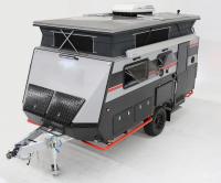 China Camping Trailer With Hard Top Luxury Leather Sleeper Lounge Aluminum Roof Insulation for sale