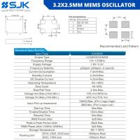 China 1.8V-3.3V MEMS Oscillator SMD 3.2x2.5mm HCMOS 1-200MHz 20PF 20ppm Programmable -SJK- for sale