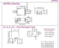 China SMD Type 3 Pins 49TMJ Crystal Filter 10.7MHz Channel Spacing 12.5KHz 3dB ±3.75KHz Bandwidth for sale