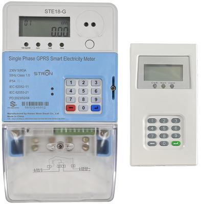 China Stron STE38-S Single Phase Smart Prepaid Electricity Meter 230V 50-60Hz with Low Credit Alarm for sale