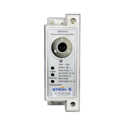 China STS Prepaid Din-Rail Single Phase Electricity Meter 1000imp/kWh with CIU for sale