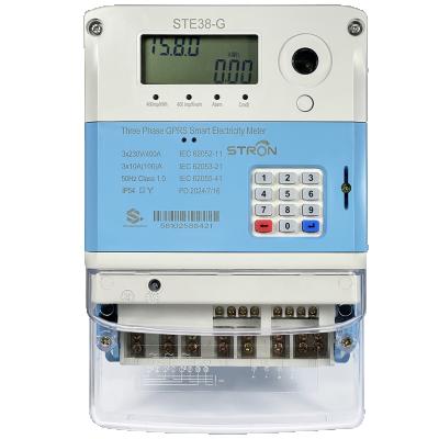 China GPRS STS 3 Phase Smart Energy Meter with LCD Display 100A Prepaid Electricity Monitor for sale