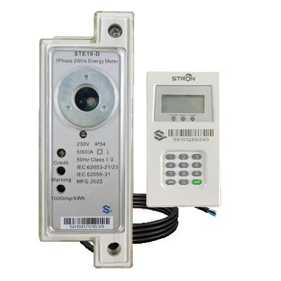 China DIN Rail Single Phase Smart Prepaid Electricity Meter 230V Class 1 Accuracy 50-60Hz for sale