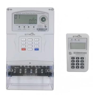 China Three Phase STS Prepaid Electricity Meter 3x230V 100A Class 1.0 with Keypad LCD Display for sale