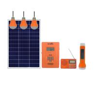 China 30W 76.8Wh Pay As You Go Solar System with 3W LED Lamps, Radio, Torch and Mobile Charging for sale