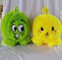 China Skip Ball Inflatable Emoj Character Soft Plush Ball Funny Face Furry Neon Emoj Ball for sale