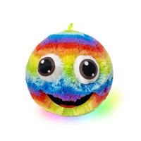 China OEM ODM Accepted Children Smiley Happy Face Inflatable Furry Ball with 3D Eyes Rainbow Age Range 5-7 Years for sale
