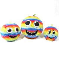 China OEM ODM Accepted Children Smiley Happy Face Inflatable Furry Ball with 3D Eyes Rainbow Age Range 5-7 Years for sale