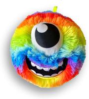 China OEM ODM Accepted Children Smiley Happy Face Inflatable Furry Ball with 3D Eyes Rainbow Age Range 5-7 Years for sale