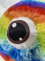 China OEM ODM Accepted Children Smiley Happy Face Inflatable Furry Ball with 3D Eyes Rainbow Age Range 5-7 Years for sale