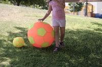 China BM-F-r&b Fabric Cover Inflatable Toy Trend for  Football Beach Ball Polyester + PVC for sale