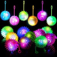 China EN71 Certified Sensory Builder Light Up LED Spiky Squeaking Bouncy Ball 6.5CM/7.5CM for sale