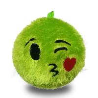 China Unisex Fuzz Happy And Ugly Faces Plush Toy Ball Inflatable Bouncing Fabric Pvc Ball for sale