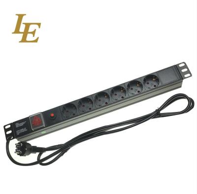 China 19 Inch Aluminum Black 6ways 8outlets Europe Germany Type Power Distribution Unit IT Network Cabinet Smart Socket PDU for sale