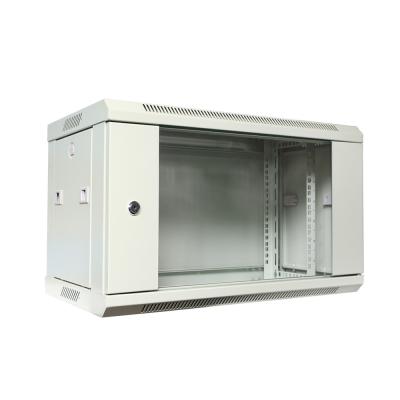 China 19 Inch Wall Mount Server Rack Cabinet With Glass Door For Network Equipment RAL7035 for sale