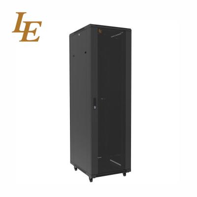 China 18U-47U 600mm 800mm Cold Rolled Steel Floor Standing Network Cabinet with Tempered Glass Front Door Powder Coated Stocked for sale