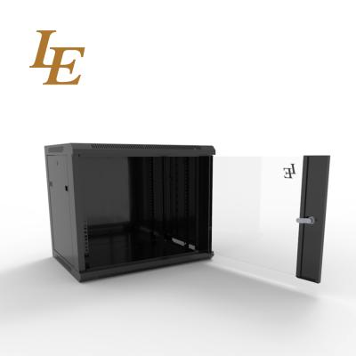 China 19 Inch 9-U Wall-Mounted Rack, 600x450mm, With 1 Fan And 4 Uprights, Removable Sides Panels, Black Color RAL9004 for sale