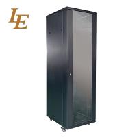 China 19Inch 42U Tempered Glass Front Door and Solid Metal Rear Door with Handle Locks Racks RAL9004 Black for sale